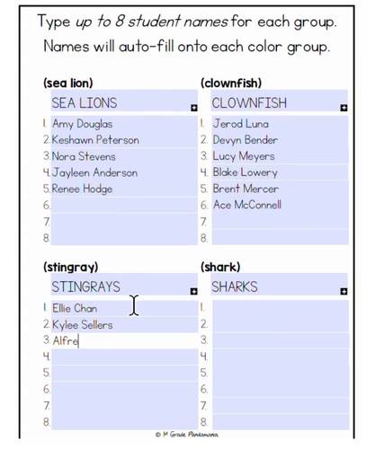 Guided Reading Groups Ocean Animal (Fillable PDF) Posters, Labels, Data ...