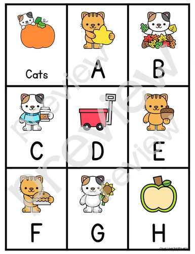 Fall Cats - Uppercase Lowercase Alphabet Matching - ABC Practice Flash ...