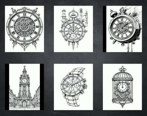 Steampunk Clock Coloring Pages – Time Travel with Intricate Gears