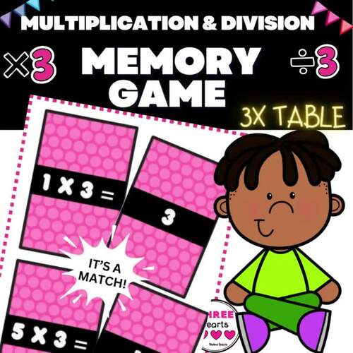 Multiplication and Division Memory Game 3x Table | TPT