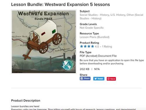 Lesson Bundle: Westward Expansion 5 lessons by Social Studies Studio