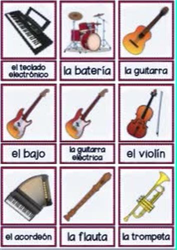 LOS INSTRUMENTOS MUSICALES - Picture + Word Cards (Spanish) | TpT