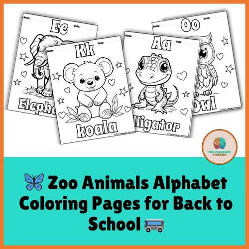 Back to School Zoo Animals Alphabet Coloring Pages |ABC Zoo Coloring ...