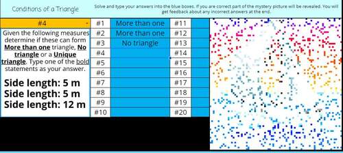 Conditions of a Triangles Math Pixel Art | Unique Triangles ...