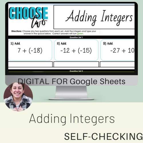 Adding Integers: Choose 2 Self-Checking Activity by Math with Ms Baron