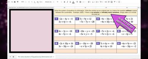 PIXEL ART: Solve System of Equations by Elimination (SIMPLE) DISTANCE ...