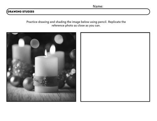 Drawing Art Worksheets - Christmas & Winter - 20 Pages - 6-12th Grade