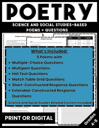 Poetry Unit: Science and Social Studies-Based Poems + STAAR 2.0 Items ...