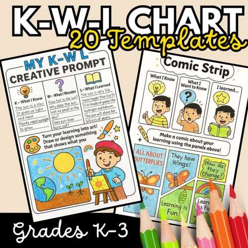 K-W-L Blank Chart | Printable Templates for Reading, Science, History