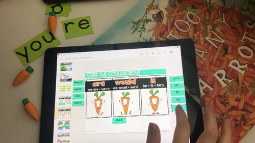 Digital Carrot Contractions - Google Slides - Seesaw - Distance Learning