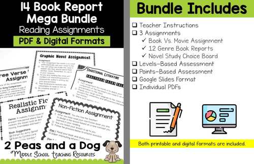 Independent Reading: 14 Book Report Bundle by 2peasandadog | TPT