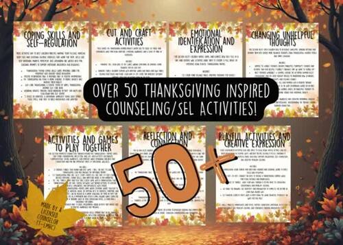 Ultimate Thanksgiving Counseling Bundle Print Over 50 Art Activities ...