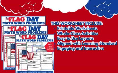 Flag Day Math Word Problems Activities, 2nd 3rd 4th 5th Grade | TPT