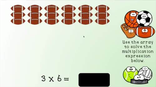 Multiplication Arrays Sports Themed Google Classroom™ Flash Cards