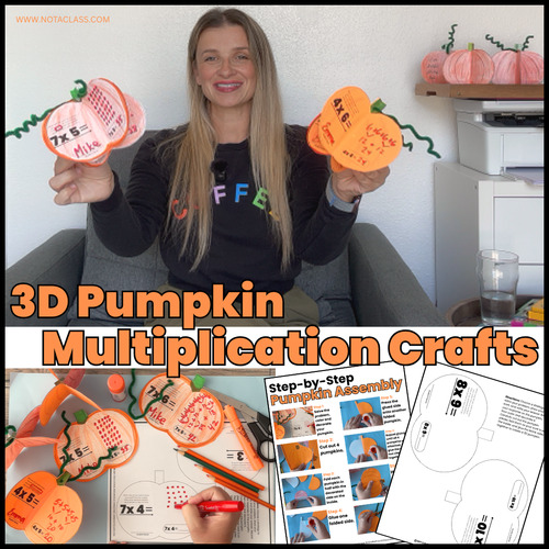 Thanksgiving 3D Pumpkin Multiplication Facts Craft | Halloween Math ...