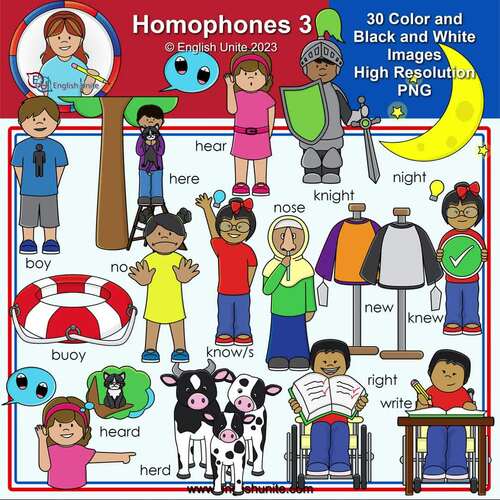 Homophones Clip Art Bundle 2 – 160 Educational Images by English Unite ...
