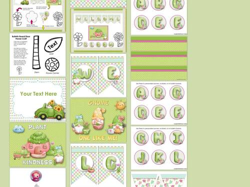 Gnome Spring Bulletin Board Kit with Writing Activities and Craft