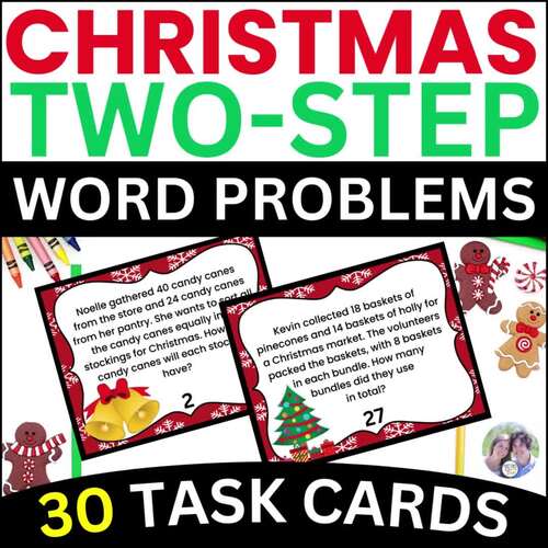 Christmas-Themed Two-Step Word Problems Task Cards for Grades 3-4 ...