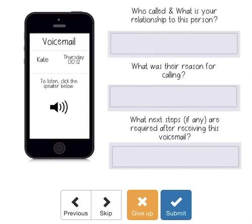 BOOM CARDS™ Listening Comprehension in Voicemails: Middle & High School