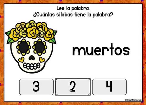 Día de los Muertos - Syllables Boom Cards | SPANISH by MM Bilingual