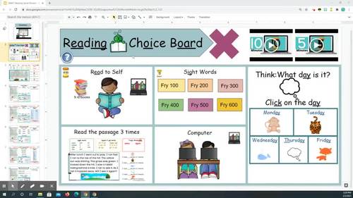 First Grade Digital Reading Choice Board Q4 Week 6 Distance Learning