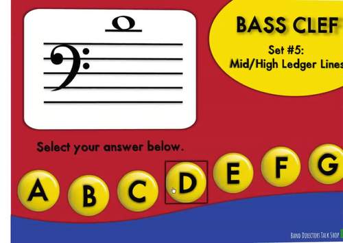 Bass Clef Note Names: Mid/High Ledger Lines - Interactive Music Theory Game