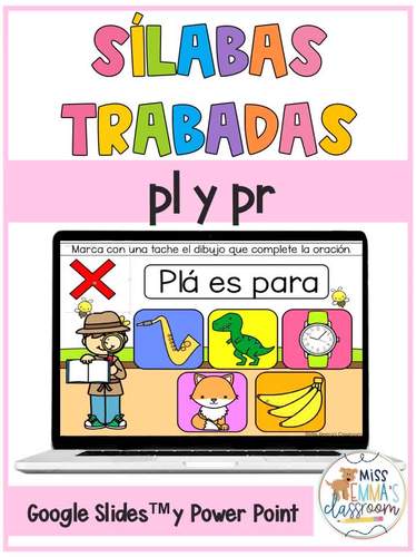 Sílabas trabadas Pl y Pr Google Slides™ | Digital Blends in Spanish