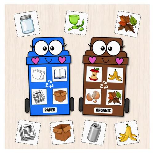 Earth Day Craft Recycling Sorting Activity Cut and Paste Worksheet ...