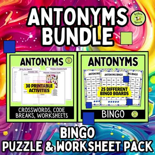 Antonyms Games and Worksheets Bundle | Bingo Puzzles Vocabulary ...