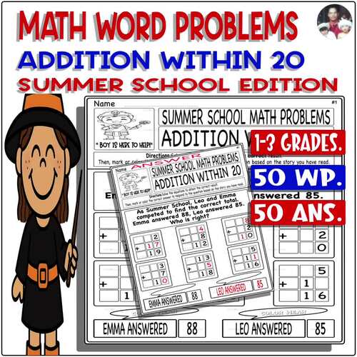 Summer School Addition Word Problems Within 20 - Solve Joy Climb Fast ...