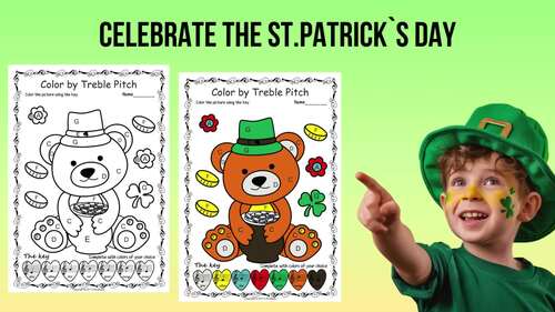St. Patrick`s Day Music Coloring Pages | Color by Treble Clef Note Names