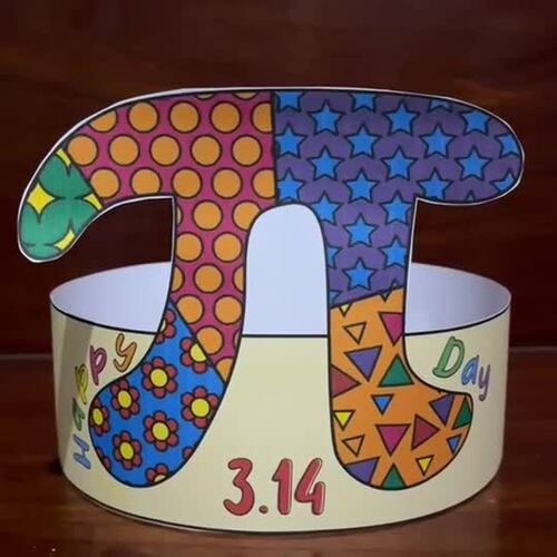 Pi Day Hat Craft | Pi Outline Template and Coloring Pop Art Printable ...