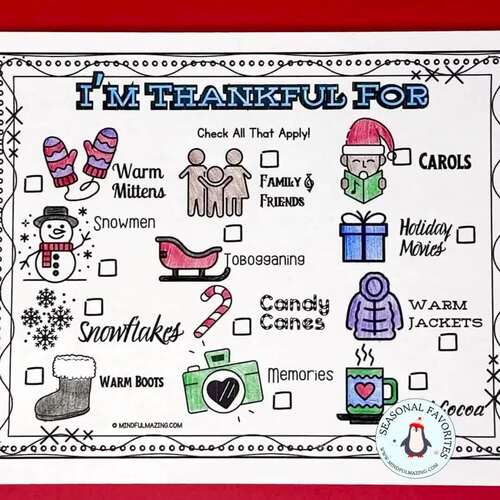 Winter Coloring Pages | Gratitude Poster | Gratitude Stockings | SEL Lesson