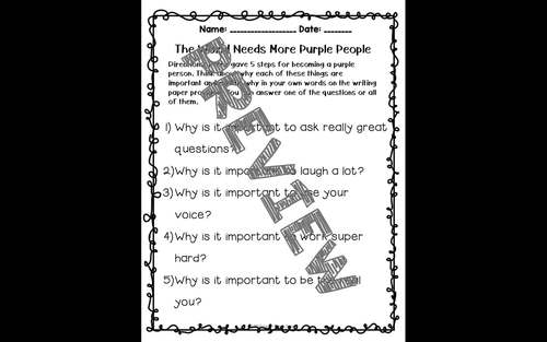 The World Needs More Purple People | Book Companion | Character Education