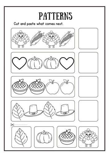 Thanksgiving I Spy + Patterns | No Prep Preschool Math Center | TPT