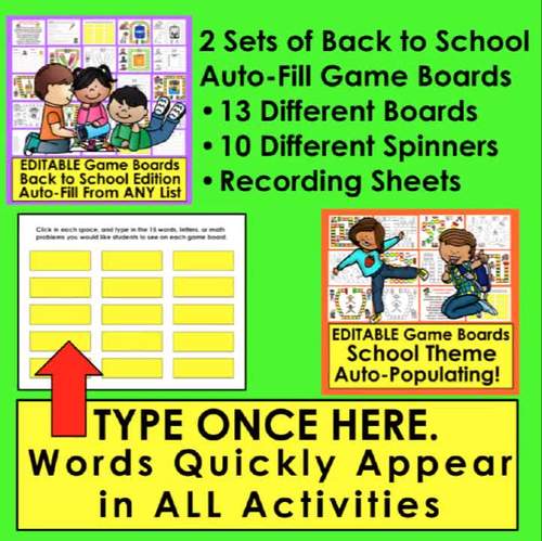 Editable Sight Word Games BUNDLE for Back to School Auto Fill From ANY LIST