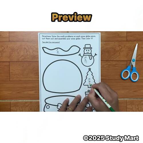 Snow Globe Addition Craft | Christmas Math Winter Activity by Study Mart