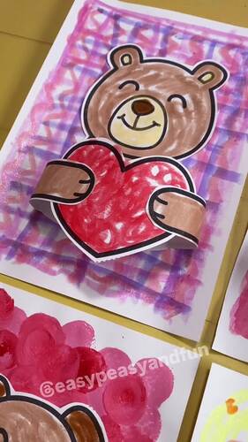 Animals Holding Hearts Valentine's Day Art Lesson - Valentines Day Craft