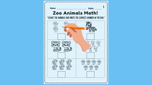 Zoo Animals Count & Write 1–10 | Fun Counting Worksheets for PreK ...