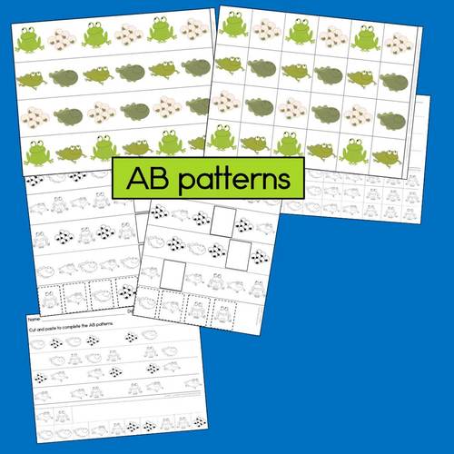 Frog Patterns Math Center with AB, ABC, AAB & ABB Patterns & Worksheets