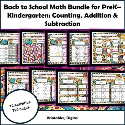 Back to School Math Bundle for PreK–Kindergarten: Counting, Addition ...