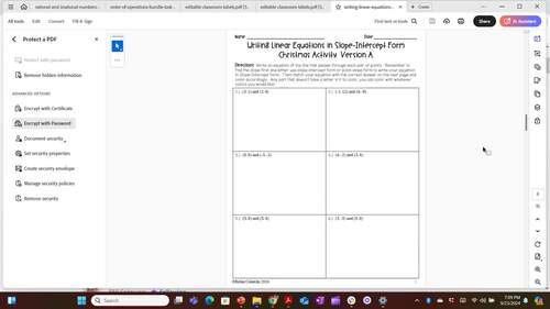 Writing Linear Equations in Slope Intercept Form Holiday Color by Number