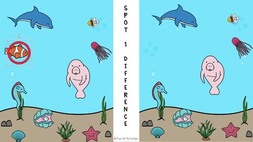 Under The Sea Spot the Difference Interactive Visual Perception Game