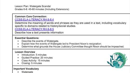 US History Webquest Lesson Plan: The Watergate Scandal by Social ...