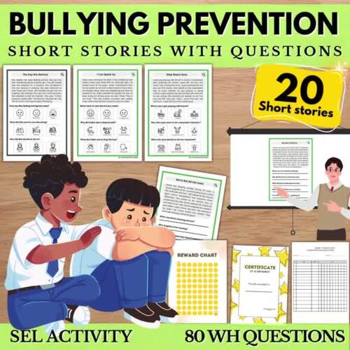 Bullying Prevention Stories W/ WH Questions Worksheets Autism SEL ...