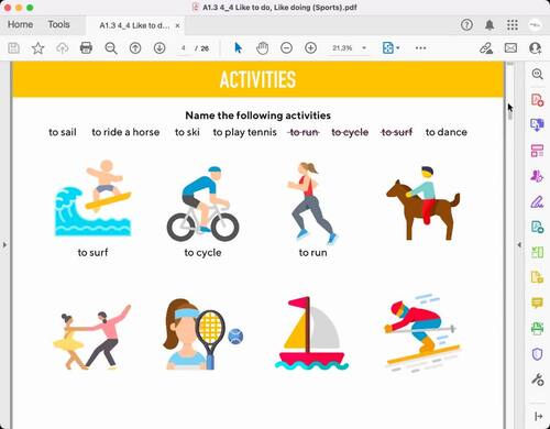ESL Beginners Lesson: How to Express: Like to do / Like doing | TPT