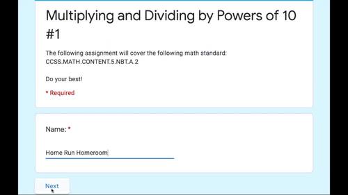 Multiply & Divide by Powers of 10 Google Classroom™ Digital Quiz Set