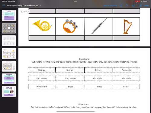 Instrument Family Cut & Paste Activity | Low Prep Sub Lesson or Review ...