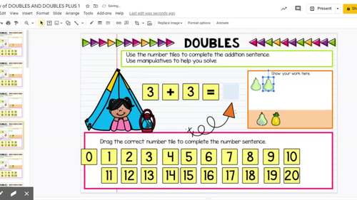 Doubles and Doubles Plus One Google Classroom™ and Seesaw™ by Loving Math