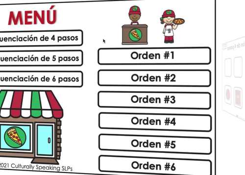 Boom Cards™ Actividad Interactiva de Pizzería by Culturally Speaking SLPs